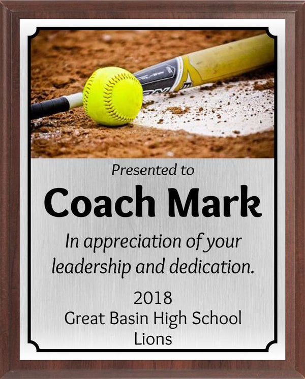 Colorful Softball Plaque – Feature Awards (Sierra Awards, LLC)